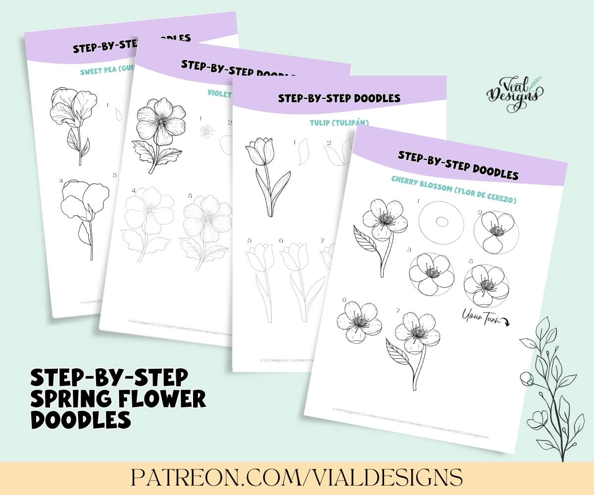 How to Draw Easy Spring Flowers Step-by-Step 🌼🌸 - Vial Designs